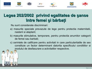 Problematica egalitatii de sanse intre femei si barbati (atelier de lucru) | PPT