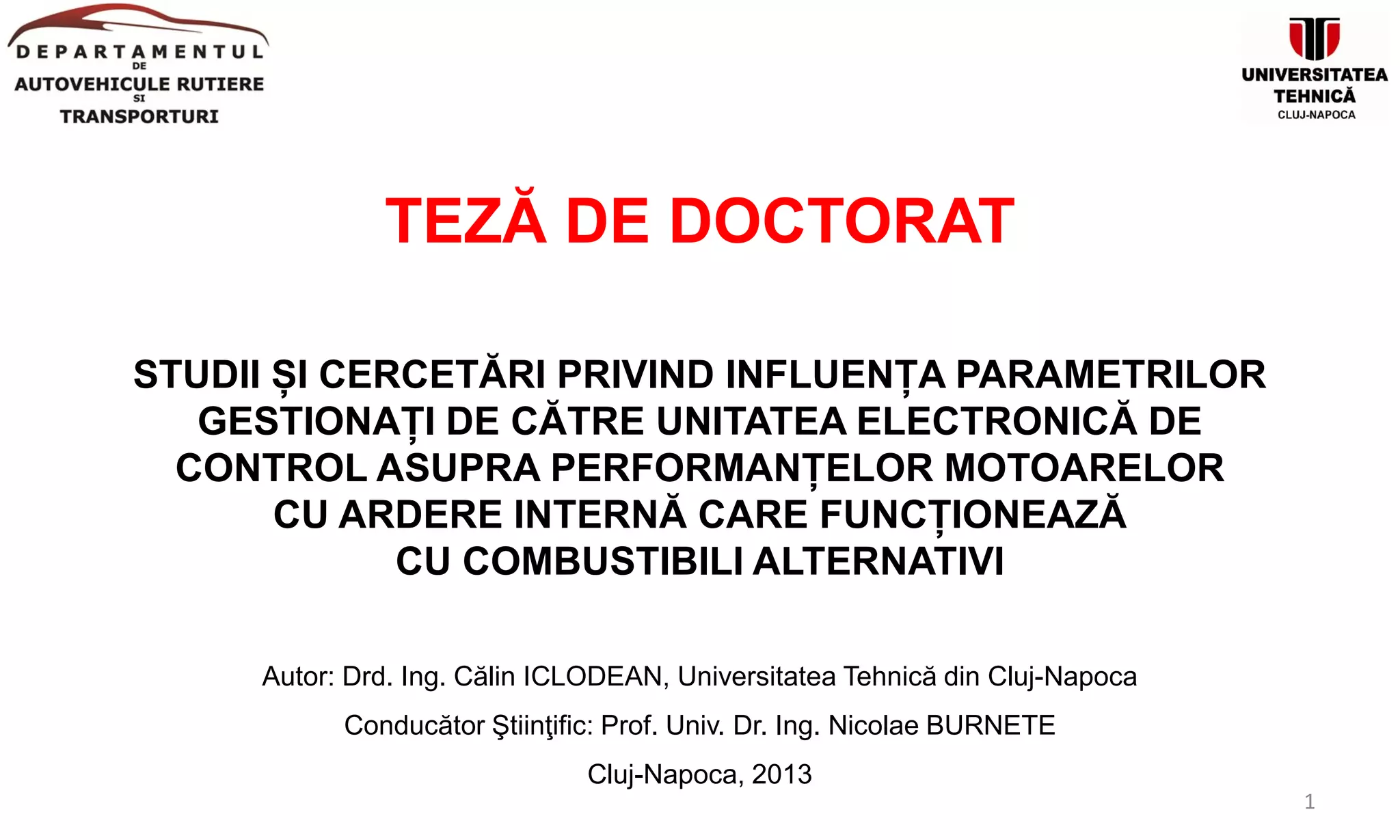Teza de Doctorat - Calin ICLODEAN - ECU | PDF