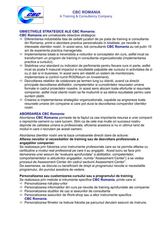 CBC Romania A Training & Consultancy Company | PDF