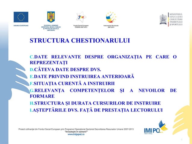 Prezentare chestionar TNA | PPT