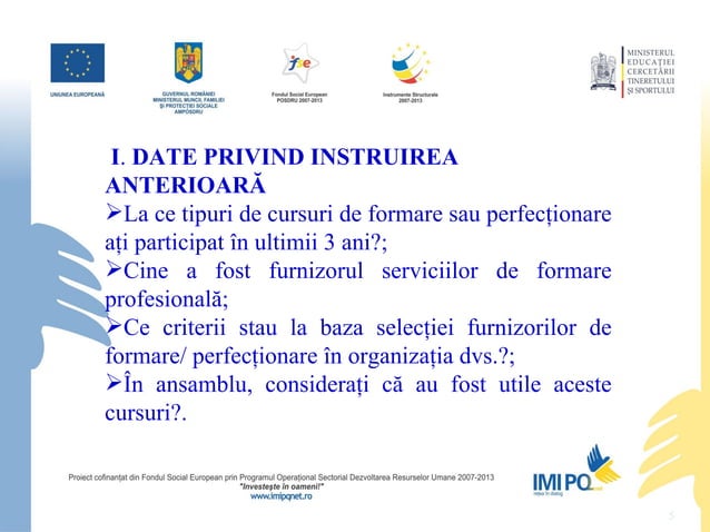 Prezentare chestionar TNA | PPS