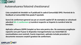 Autoevaluarea si documentarea conformării GDPR folosind chestionare și ...