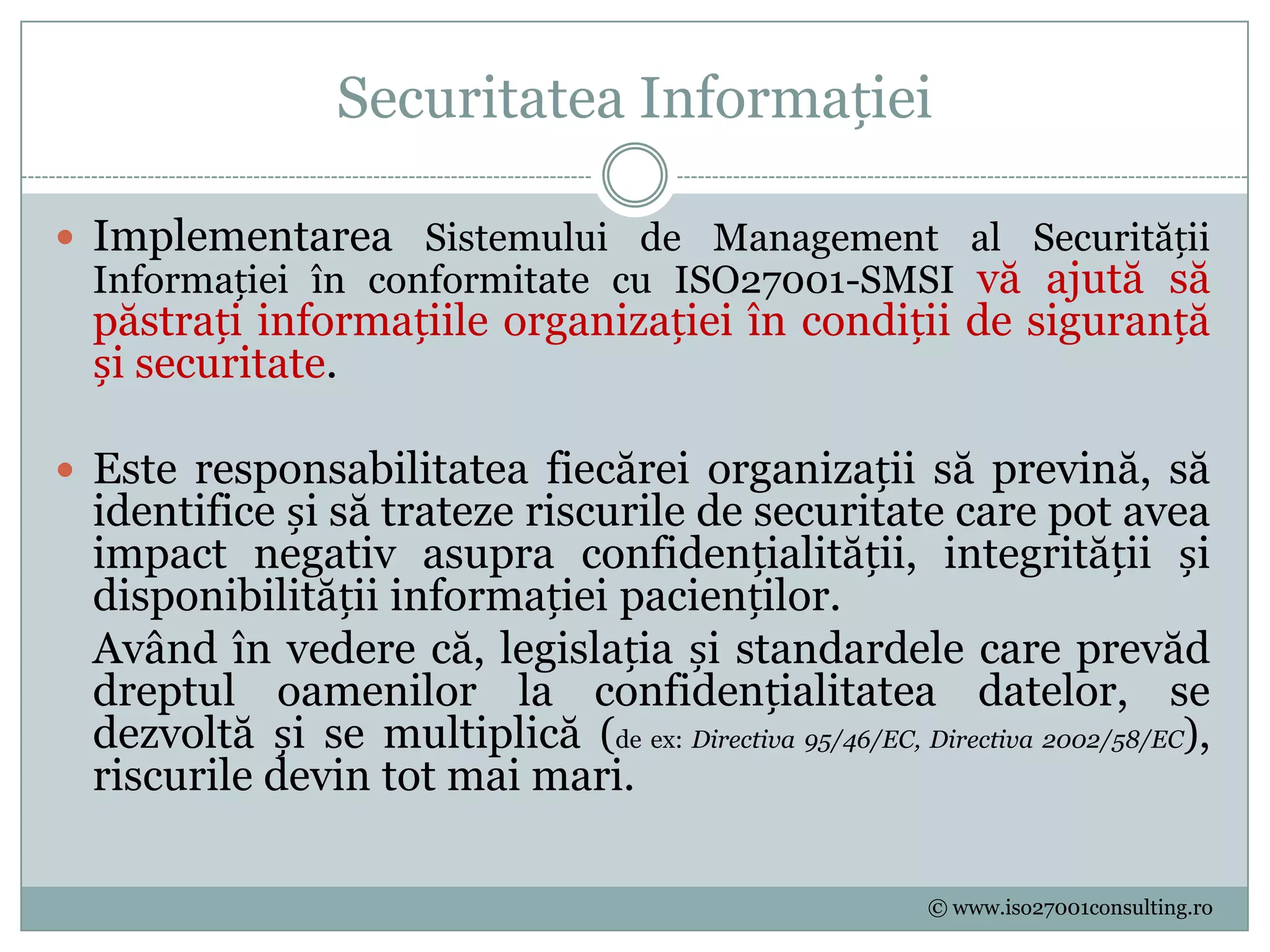 Prezentare Generala Securitatea Informatiei - ISO27001 | PPTX