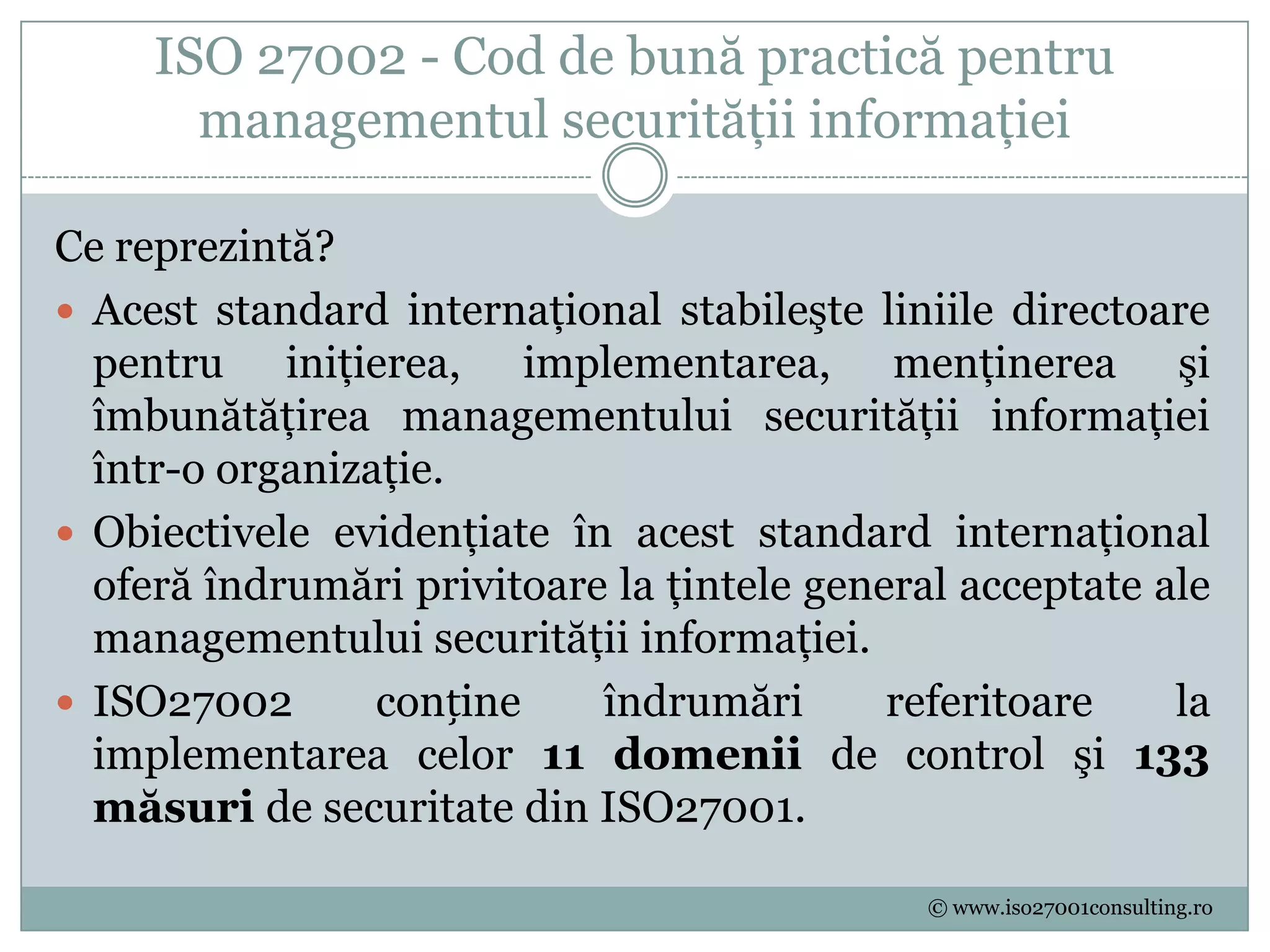 Prezentare Generala Securitatea Informatiei - ISO27001 | PPTX