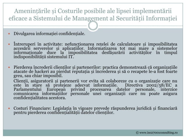 Prezentare Generala Securitatea Informatiei - ISO27001 | PPTX