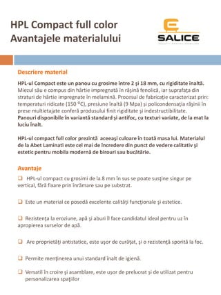 Oferta HPL Compact Salice martie 2016 | PDF