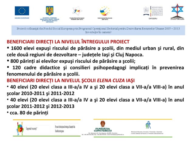 Proiectul IMPREUNA VOM REUSI | PPT | Free Download