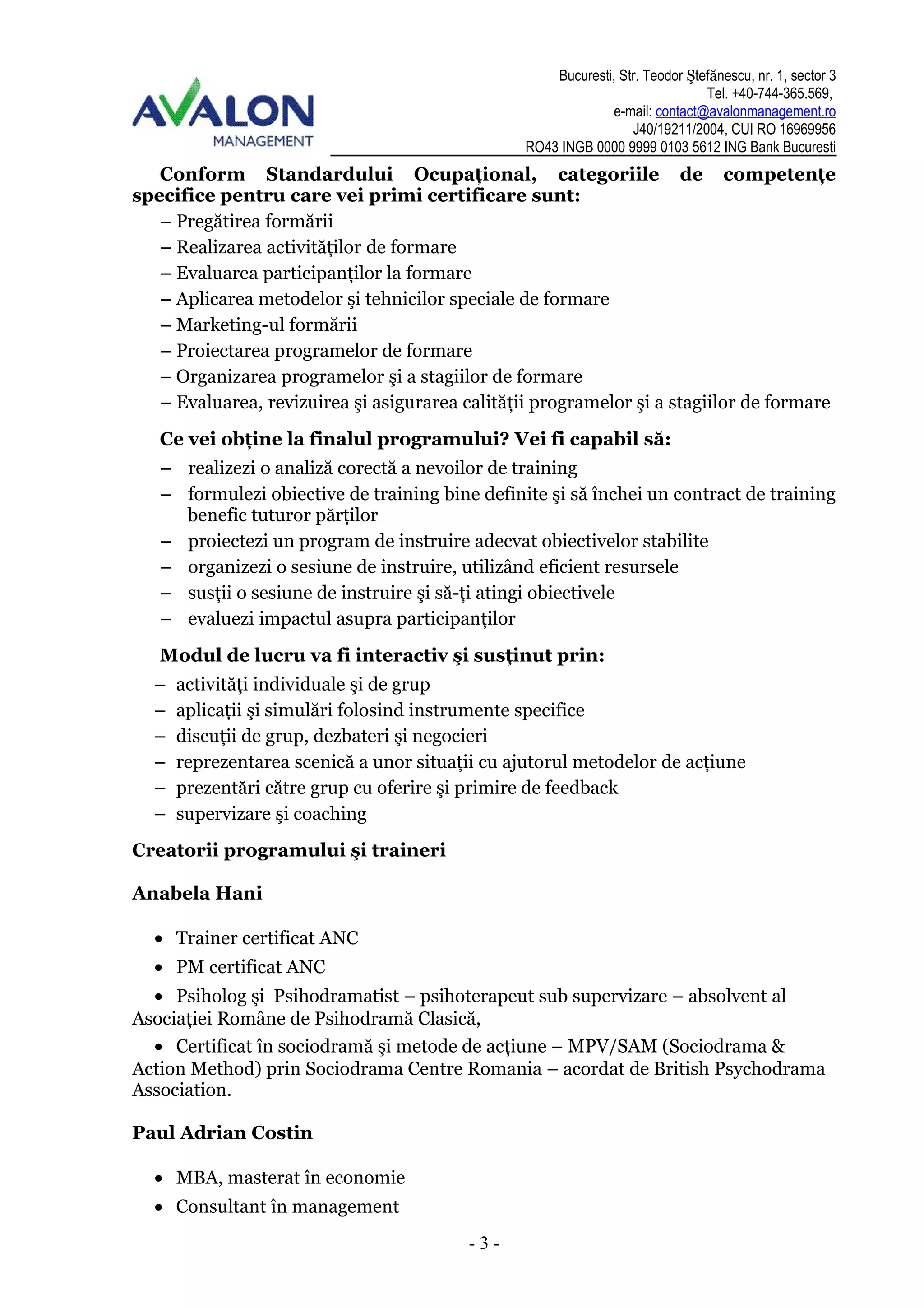 Prezentare program formator | DOC