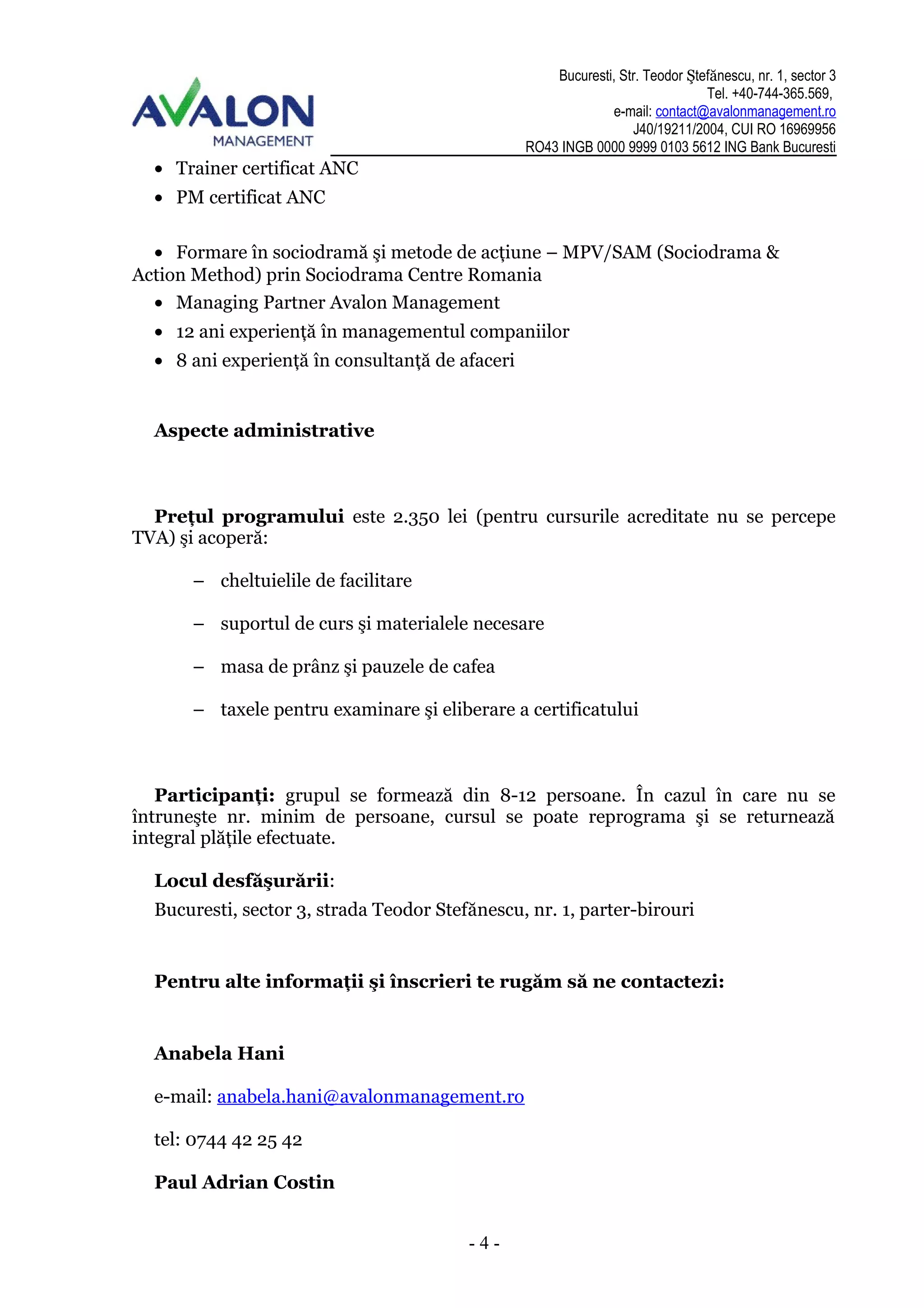 Prezentare program formator | DOC