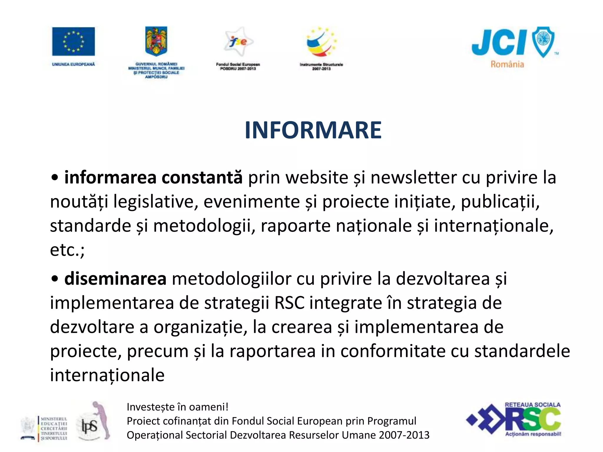 Prezentare proiect: Actionam responsabil! - Reteaua Sociala RSC | PPT