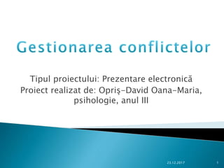Prezentare proiect didactic - GestionareaConflictelor | PPTX