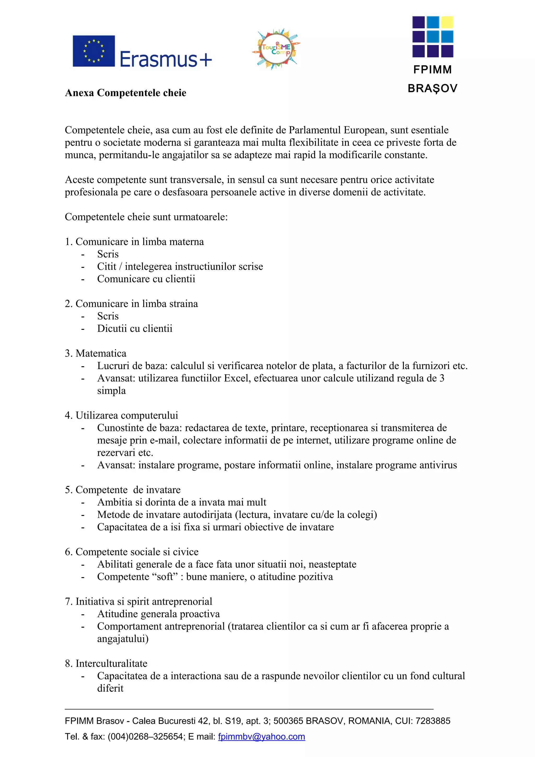 Prezentare proiect ERASMUS+ pentru manageri | DOC