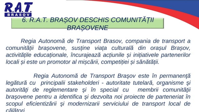 Regia Autonoma de Transport Brasov | PPT