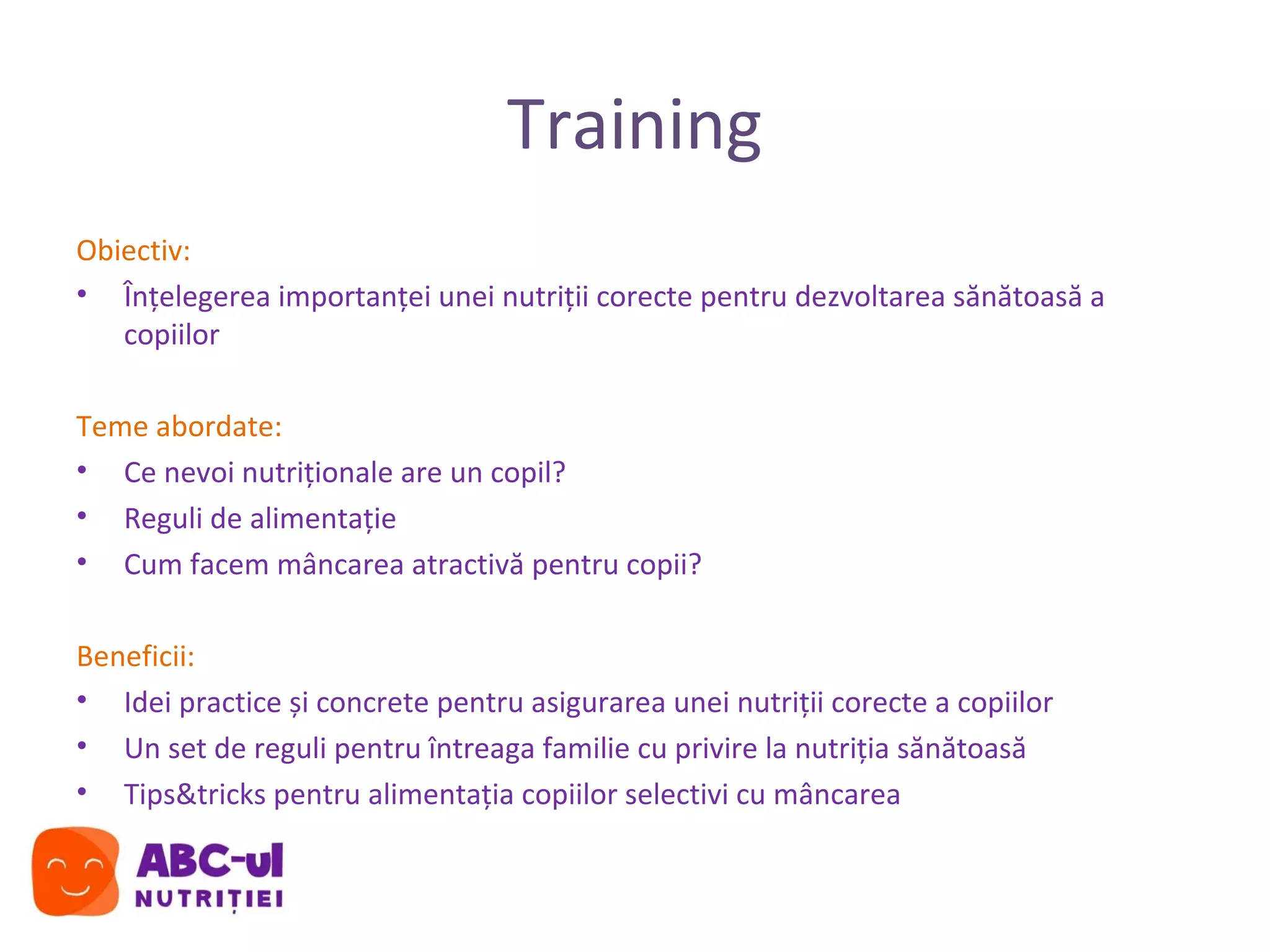 Training de nutritie pentru adulti | PPT