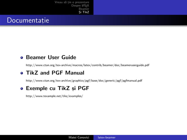 Prezentari cu LaTeX si clasa Beamer (lightning talk) | PPT
