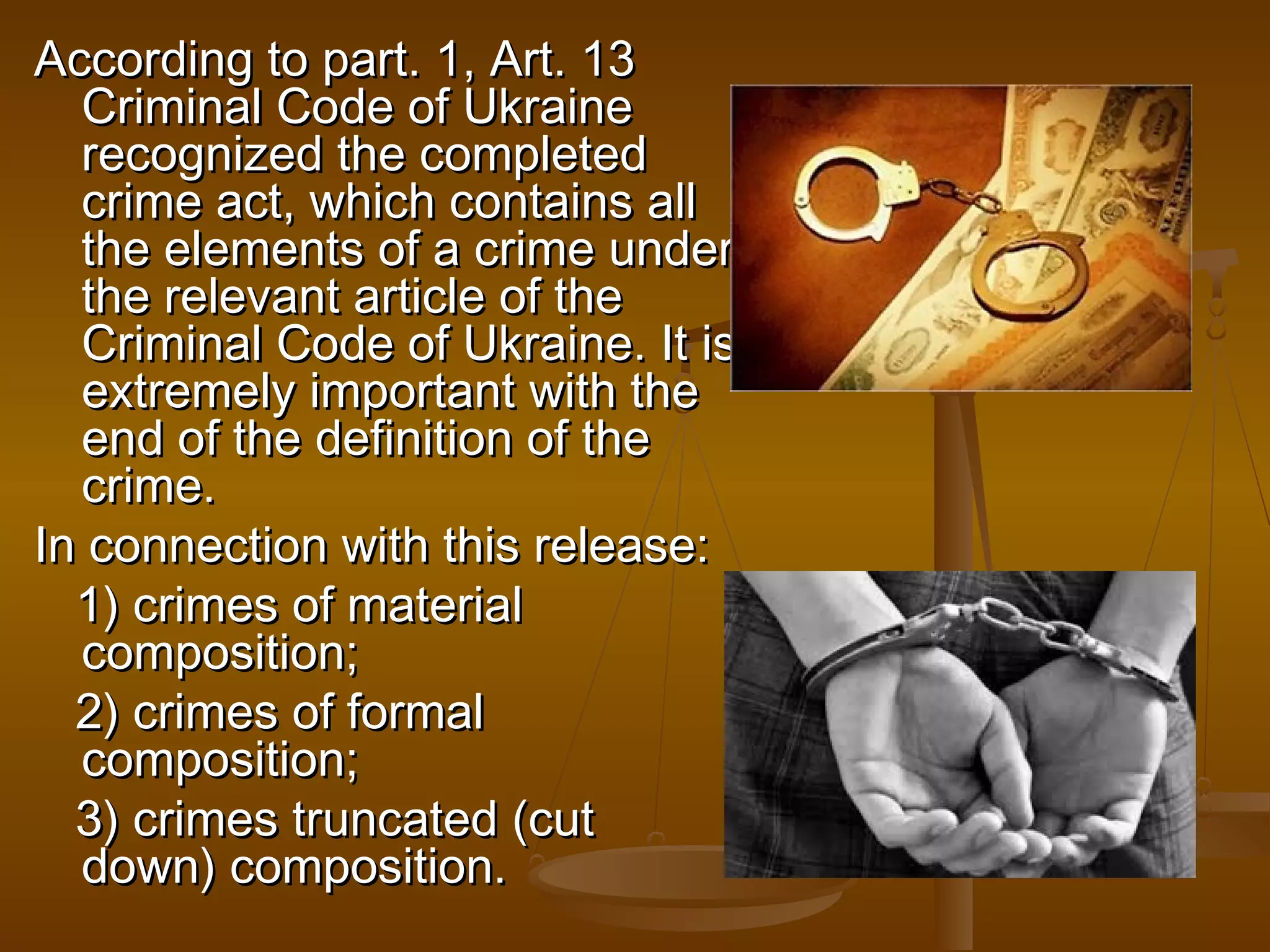 The concept, characterisitics and types of the crimes | PPT