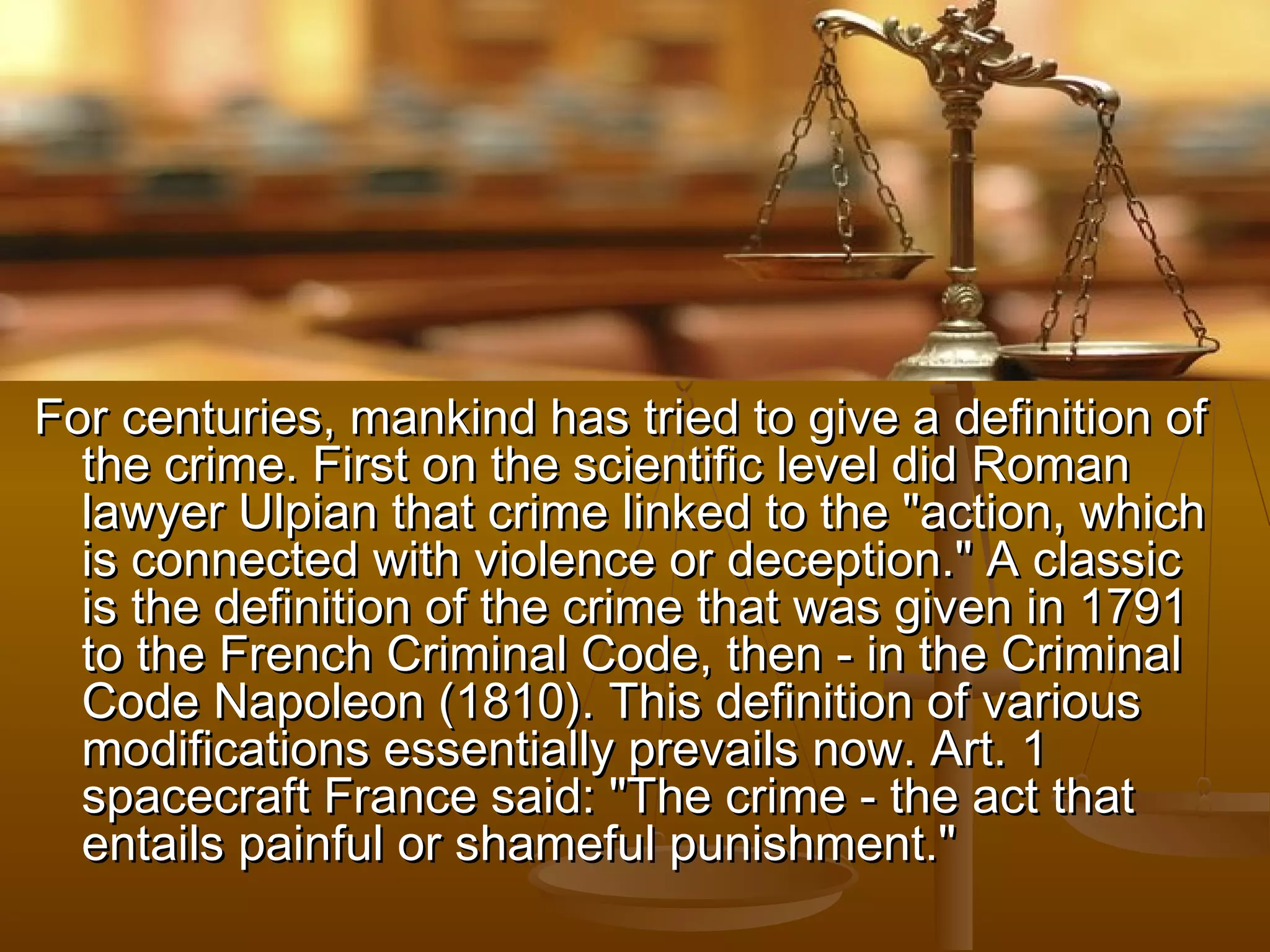 The concept, characterisitics and types of the crimes | PPT