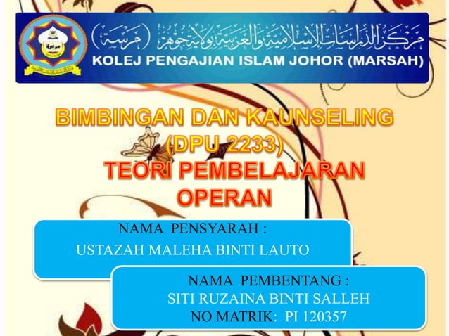 TOKOH KAUNSELING (BURHUS FREDERICK SKINNER) | PPT