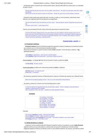 Prezentul simplu si continuu present tense simple and continuous | PDF