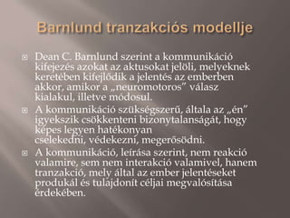 A kommunikáció tranzaktív felfogása Dean Barnlund | PPTX