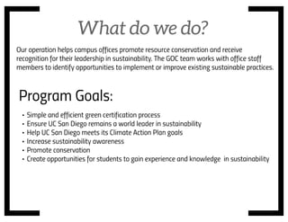 Green Office Certification (GOC) Program Presentation | PDF