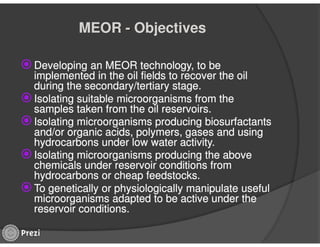 MEOR (microbial enhanced oil recovery) | PDF