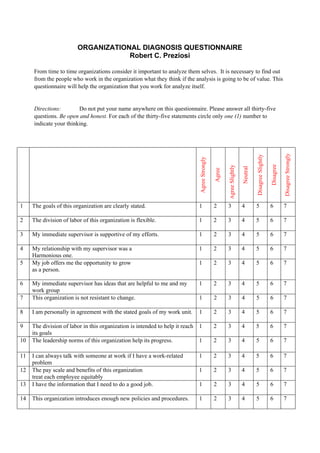 Organizational Diagnosis Questionnaire (ODQ) | PDF