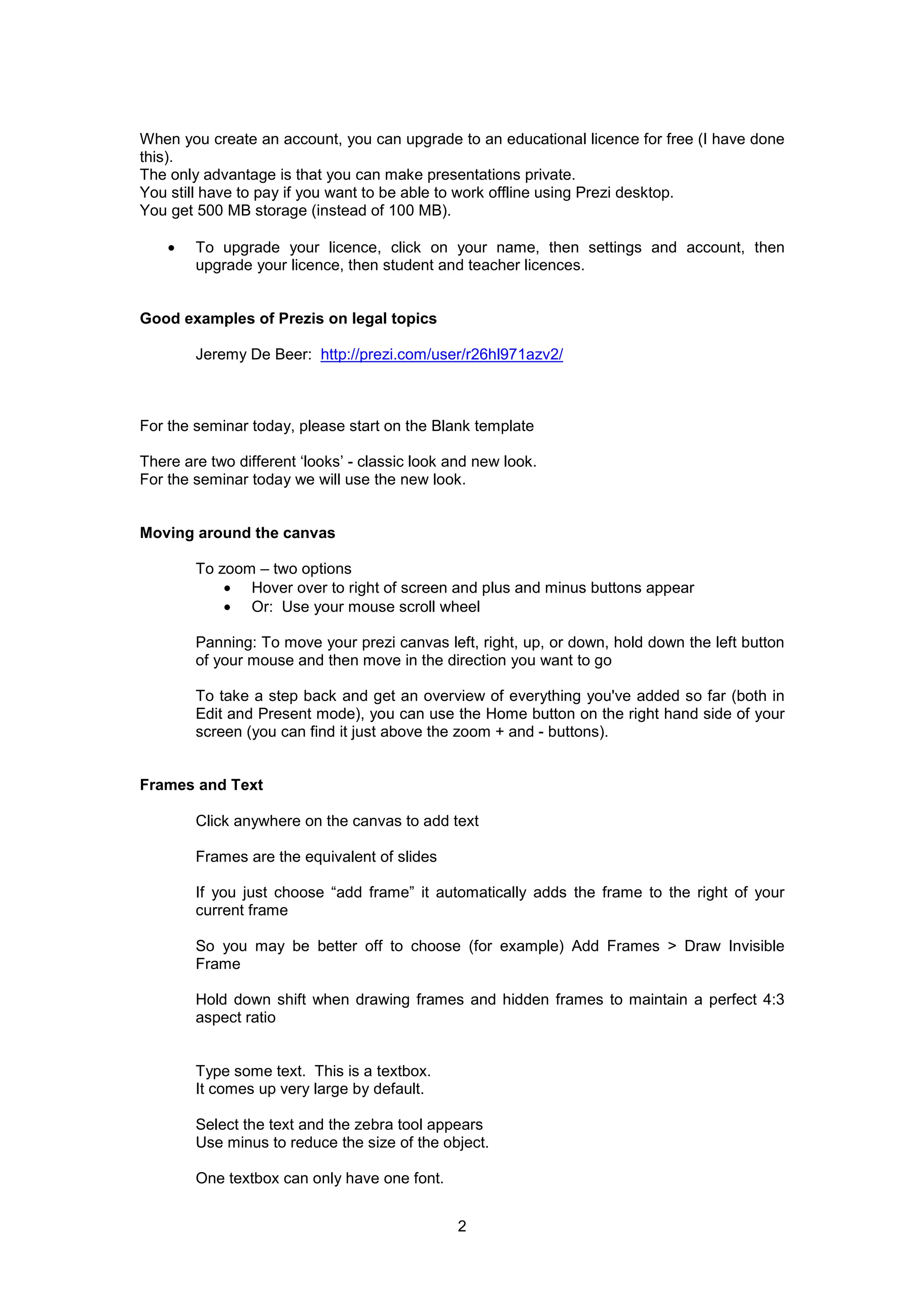 Prezi workshop handout 4 December 2012 | PDF