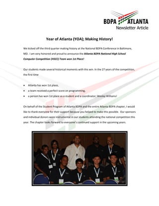 Message from BDPA Atlanta Chapter President (Oct 2012) | PDF