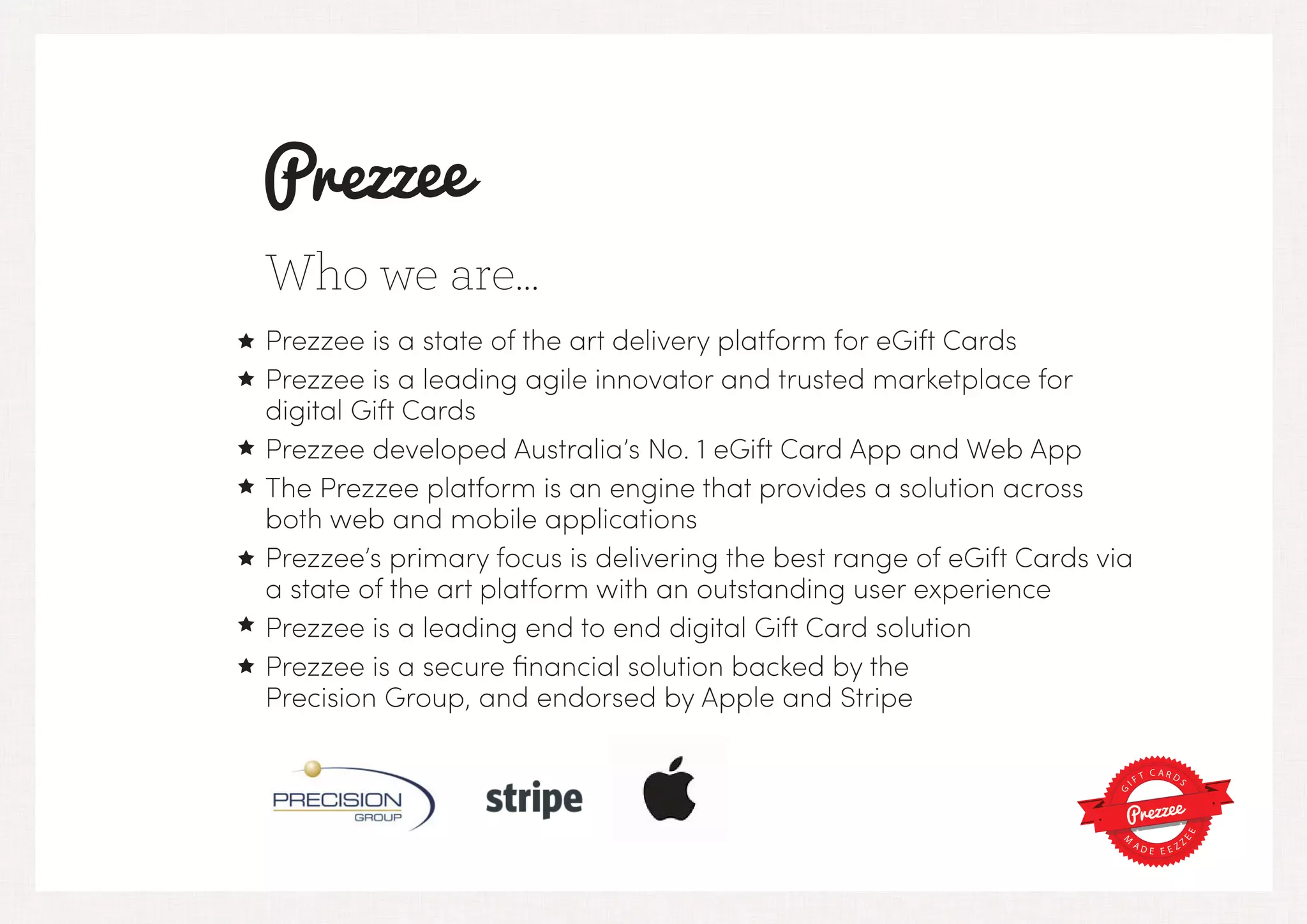 Prezzee 2017 introduction deck | PDF
