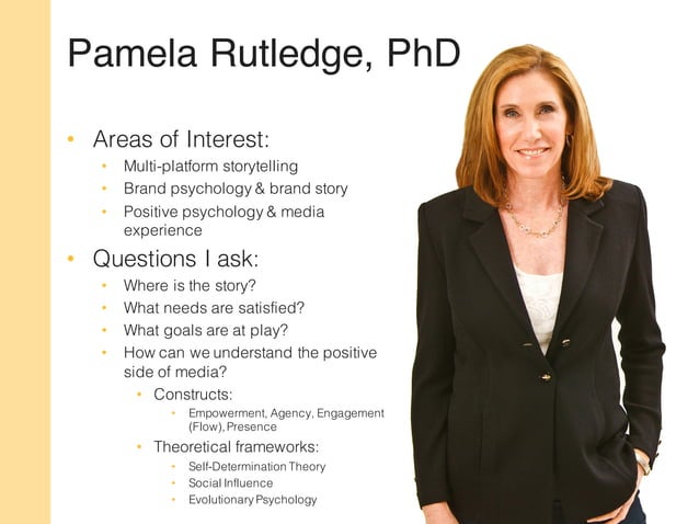 From Selfies to Fan Experience: Research Interests - Pamela Rutledge | PPT