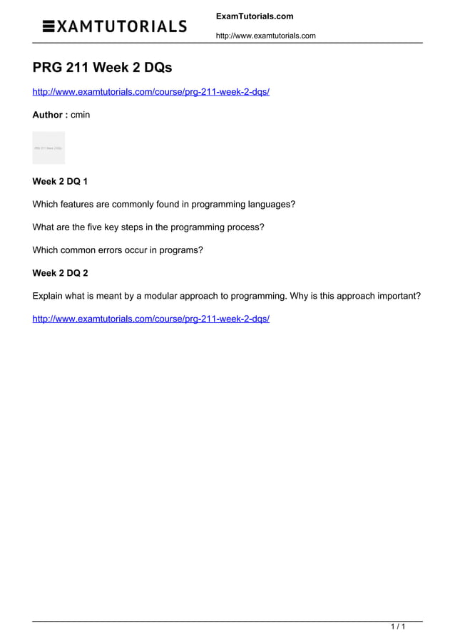 Prg 211-week-2-dqs | PDF | Programming Languages | Computing