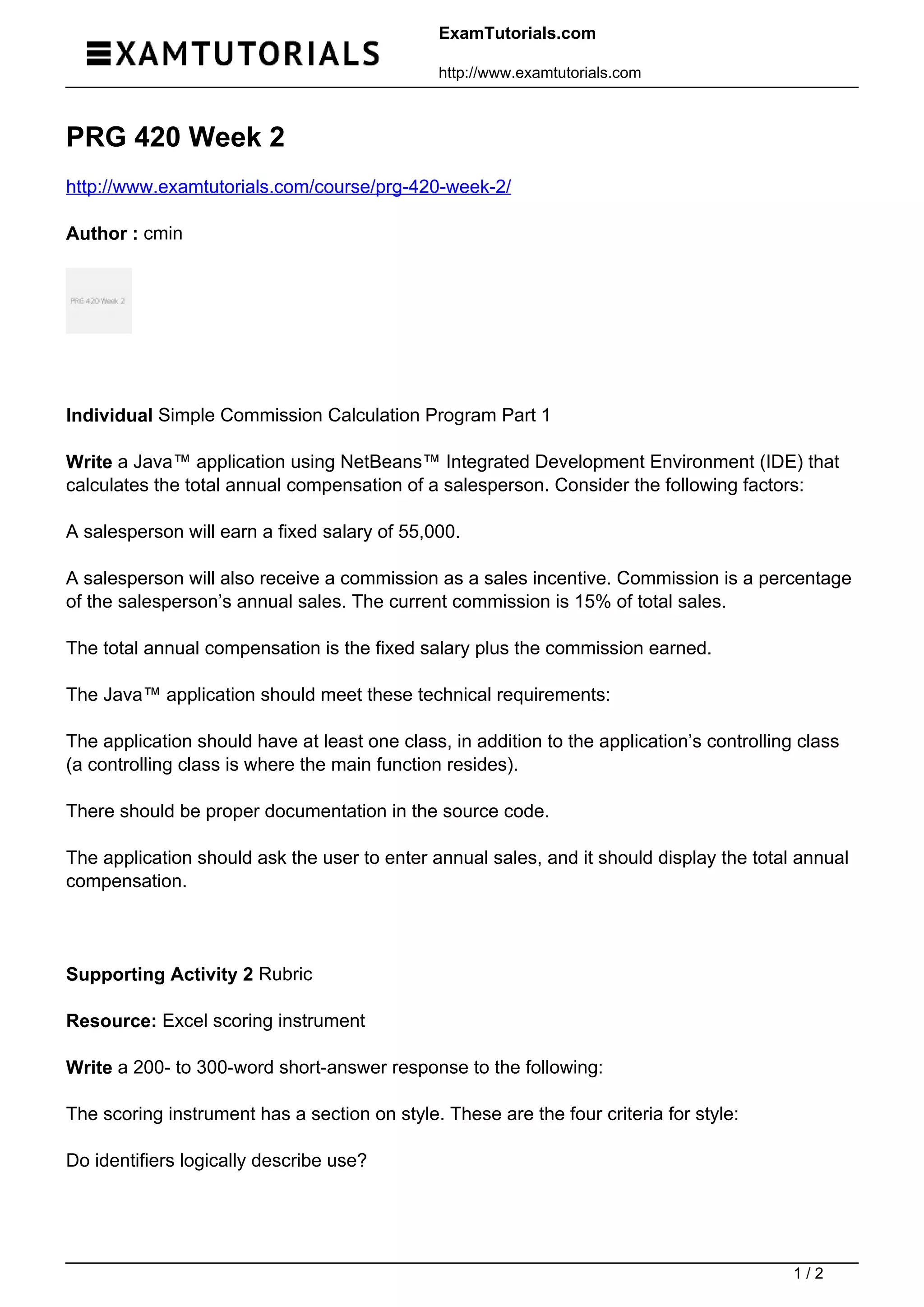 Prg 420-week-2 | PDF