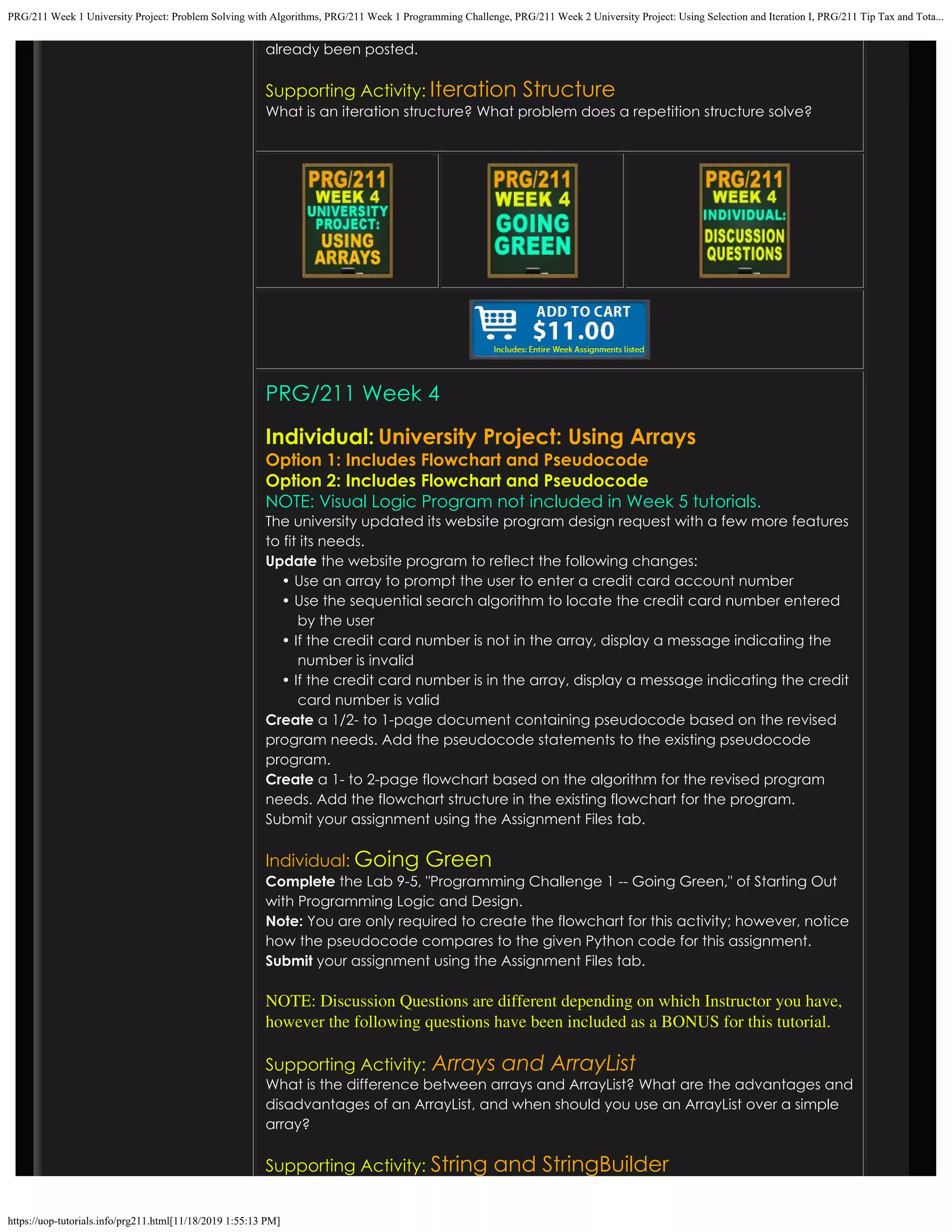 PRG/211 ENTIRE CLASS UOP TUTORIALS | PDF