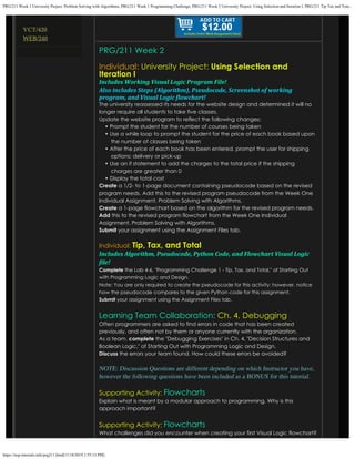 PRG/211 ENTIRE CLASS UOP TUTORIALS | PDF