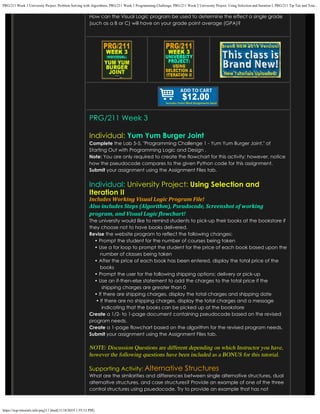 PRG/211 ENTIRE CLASS UOP TUTORIALS | PDF