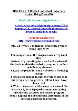 PRG 211 Entire Course NEW | DOCX