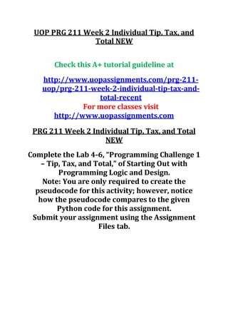 PRG 211 Entire Course NEW | DOCX