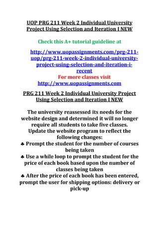 PRG 211 Entire Course NEW | DOCX
