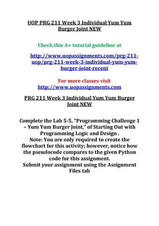 PRG 211 Entire Course NEW | DOCX