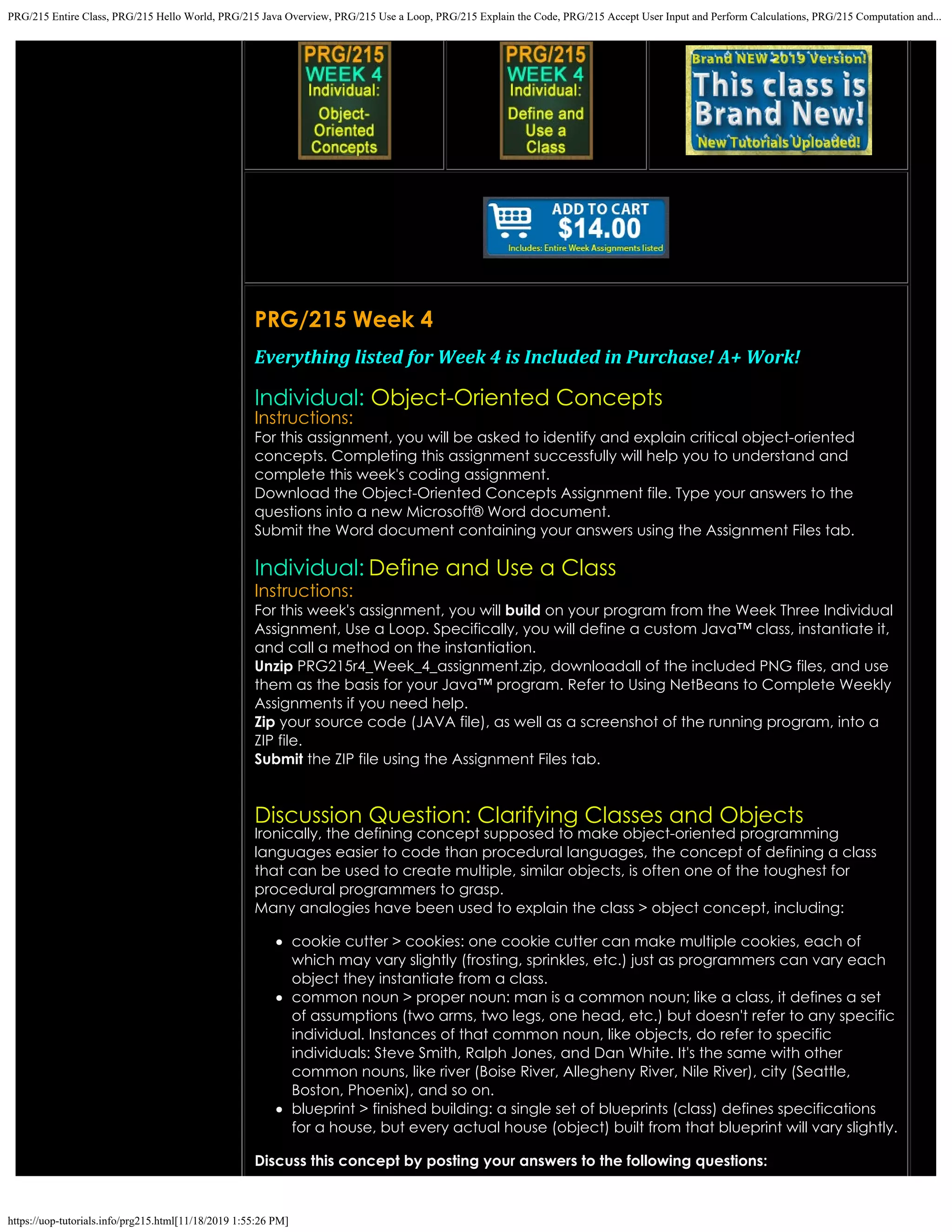 PRG/215 ENTIRE CLASS UOP TUTORIALS | PDF