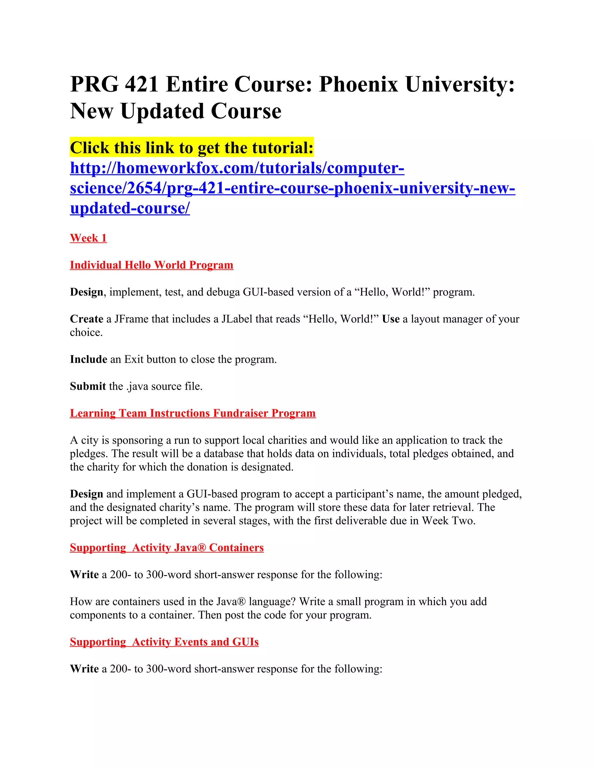 Prg 421 entire course | DOC