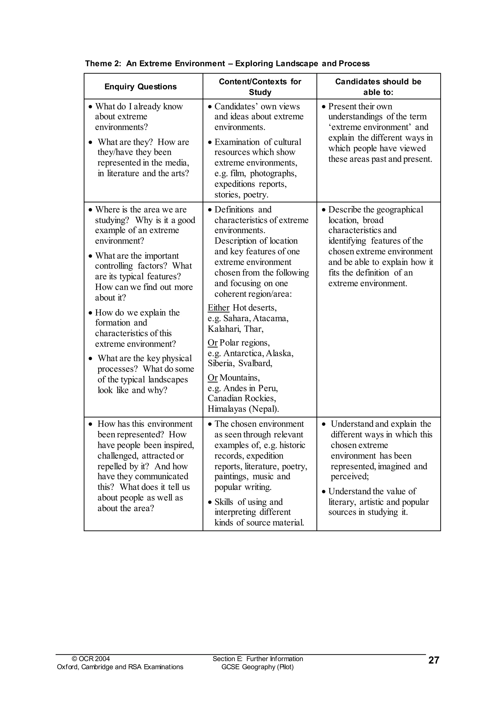 OCR GCSE Pilot Specification 2005 | DOC