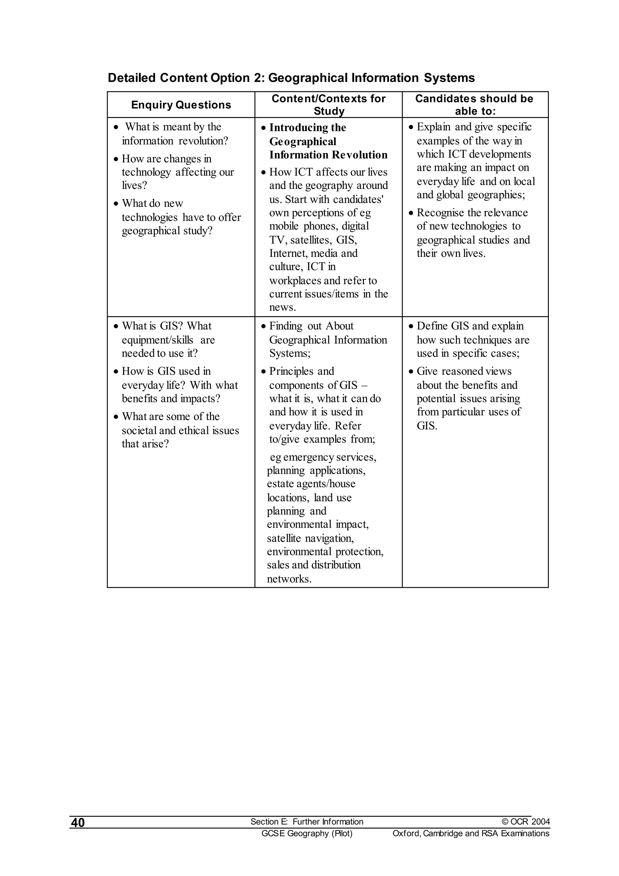 OCR GCSE Pilot Specification 2005 | DOC