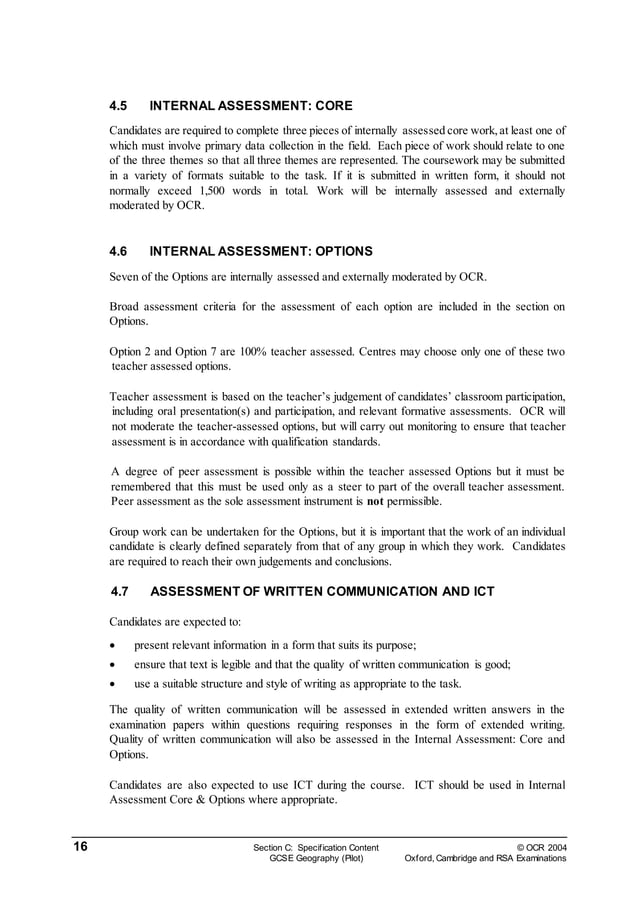 OCR GCSE Pilot Specification 2005 | PDF