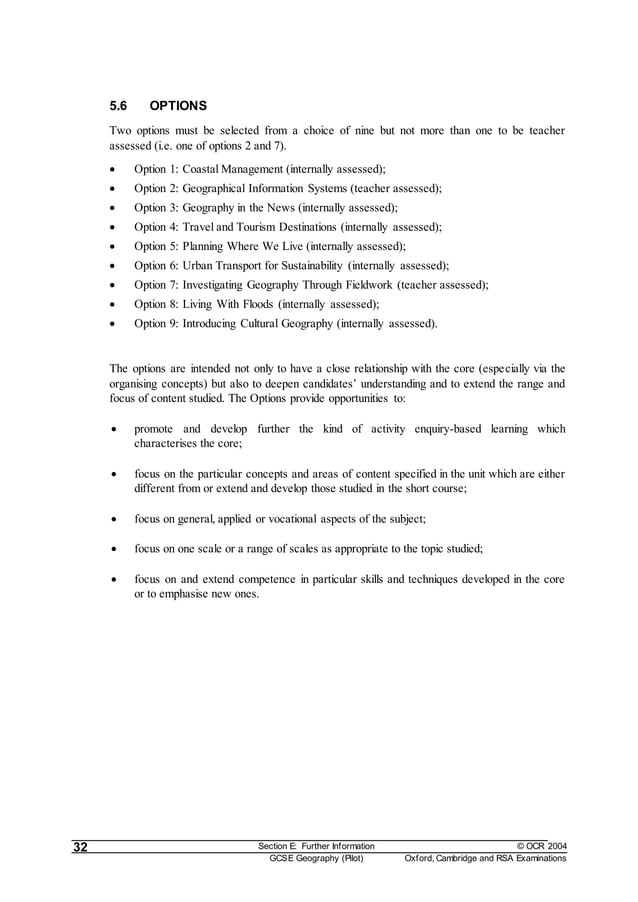 OCR GCSE Pilot Specification 2005 | PDF