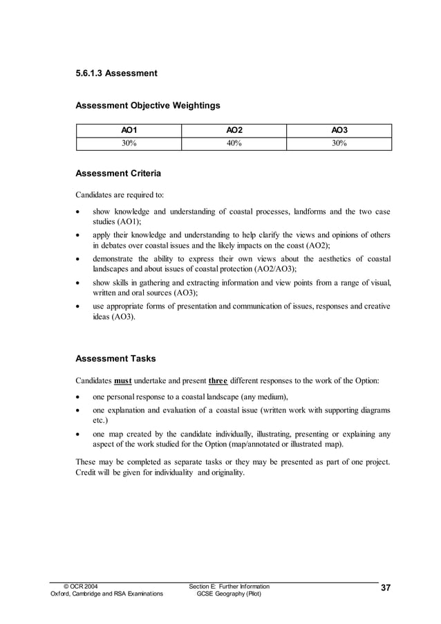 OCR GCSE Pilot Specification 2005 | PDF