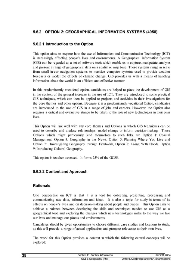 OCR GCSE Pilot Specification 2005 | PDF