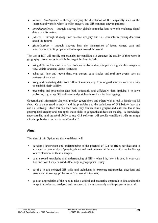 OCR GCSE Pilot Specification 2005 | PDF