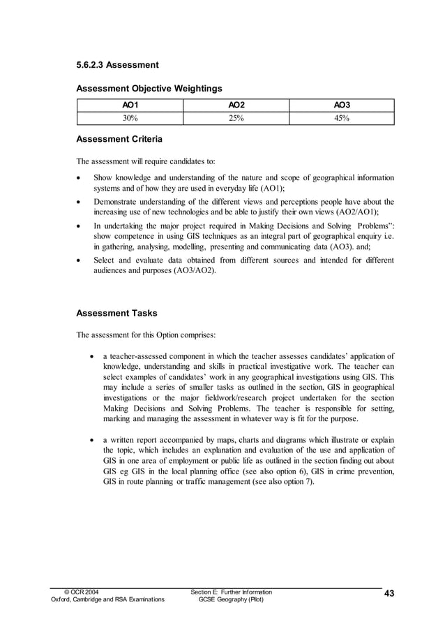 OCR GCSE Pilot Specification 2005 | PDF